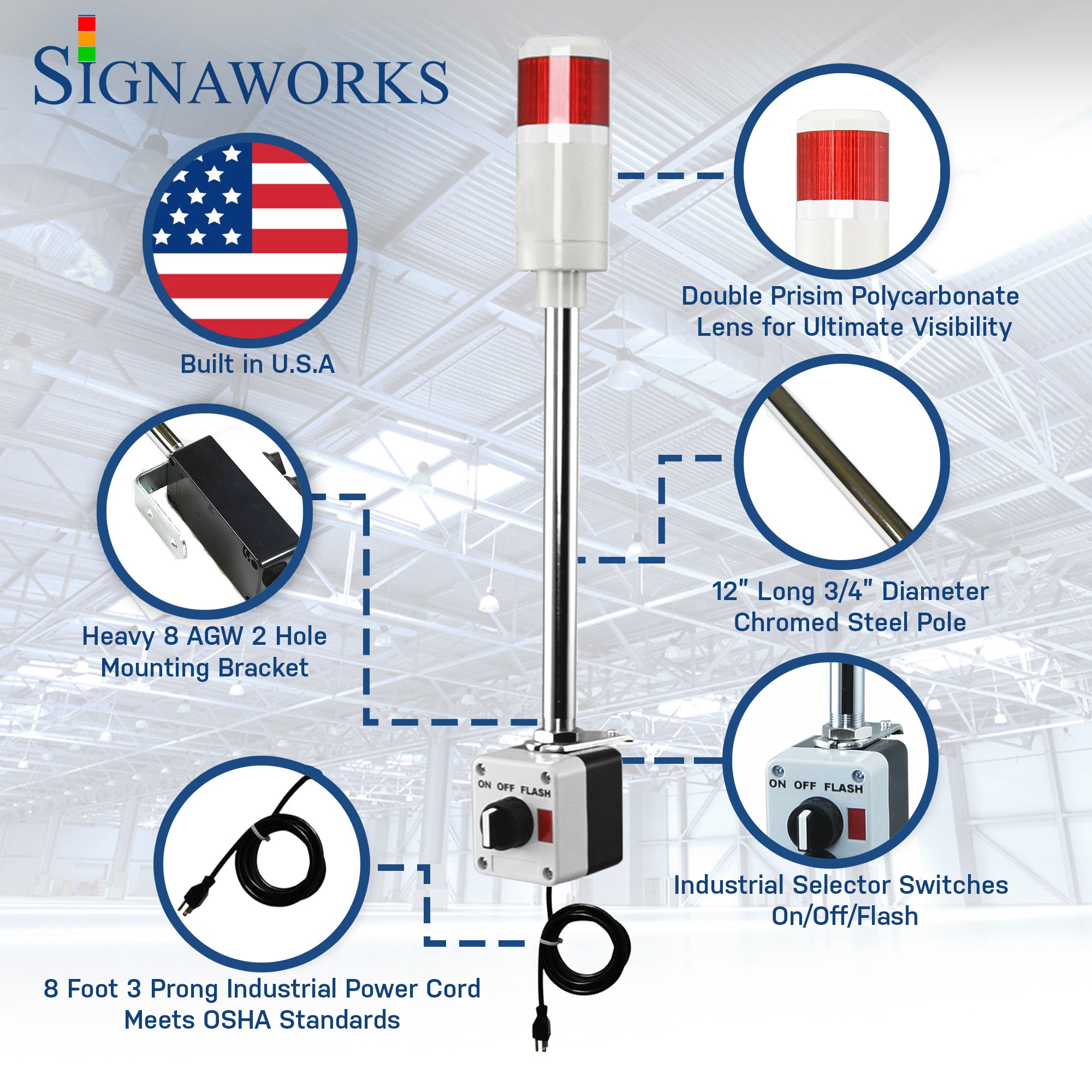 ASTL LED Andon Tower Light One Stack Light Red 110V AC – Signaworks